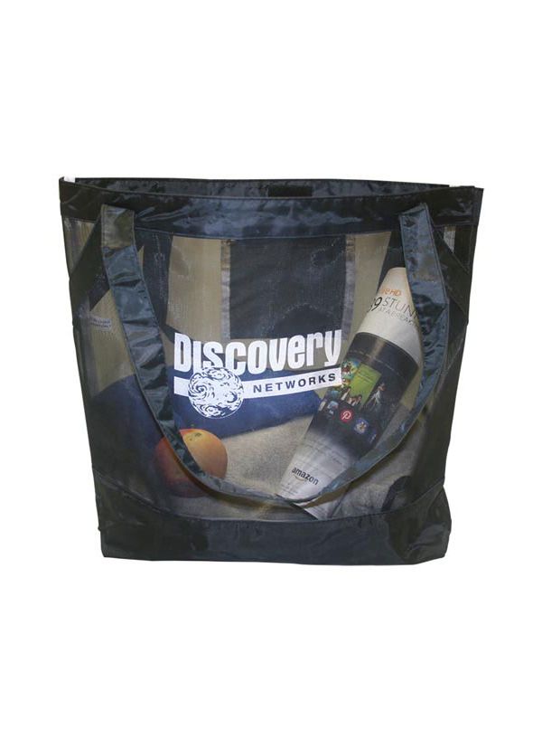 Custom printed Resin Mesh Tote Bag with Denier Accents CarryGreen