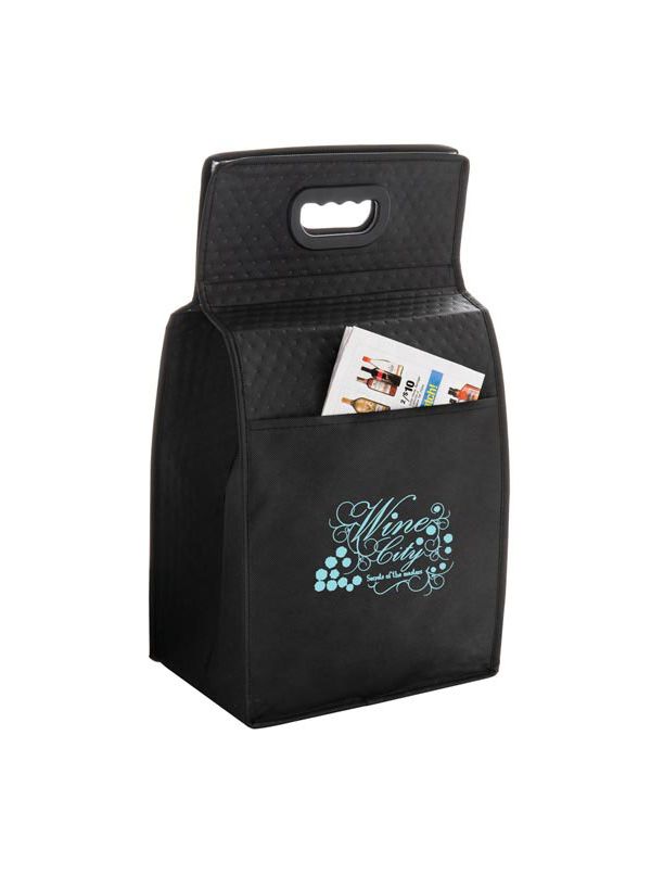 Custom Printed Non Woven Insulated Wine Bag 6 Bottle Carrygreen