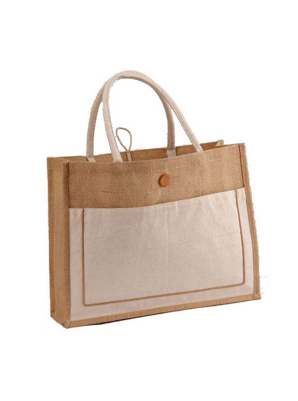 Custom printed Large Jute Cotton Combination Tote Bag 5206 CarryGreen