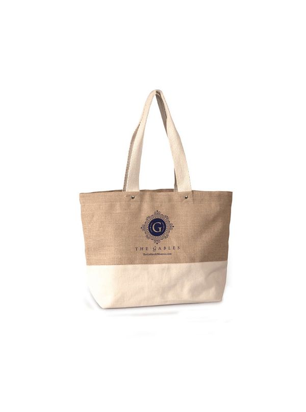 Personalized 10 oz. Cotton and Jute Combination Shopping Tote Bag 5218