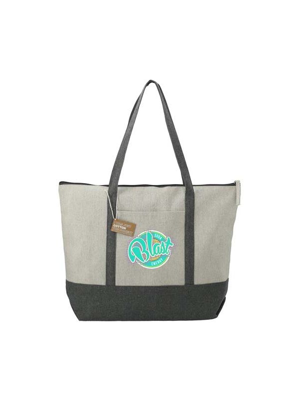 Custom printed Repose 10oz Recycled Cotton Zippered Tote CarryGreen
