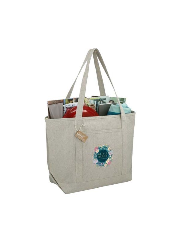 Custom Printed Repose 10oz Recycled Cotton Boat Tote CarryGreen