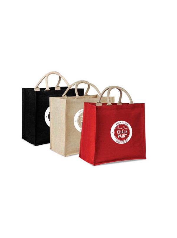 Custom printed Jute cotton blend bag and stuffed cotton handles 57012